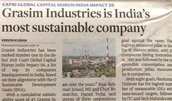 Grasim Industries emerges India’s most sustainable company